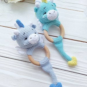 Dragon Baby Rattle Toy Baby Shower Gift Organic Newborn Gift Soft ...