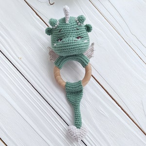 Dragon Baby Rattle Toy Baby Shower Gift Organic Newborn Gift Soft ...