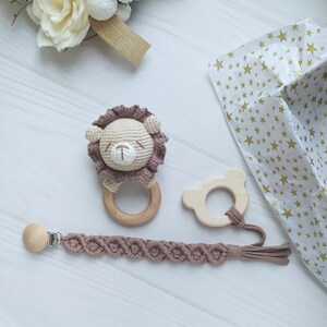 Lion Baby Boy Toy Gift Box, Newborn Gift Set Personalized, Beige Baby ...