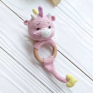 Dragon Baby Rattle Toy Baby Shower Gift Organic Newborn Gift Soft ...