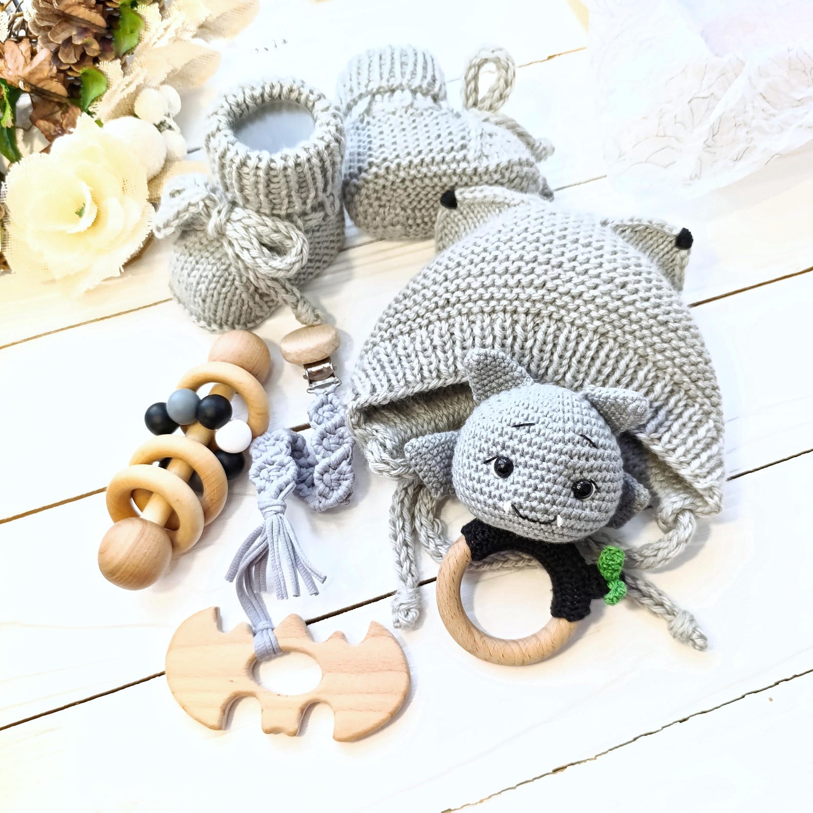 Bat Baby Gift Set Gothic Baby Announcement Gift Box With Crochet Bat ...