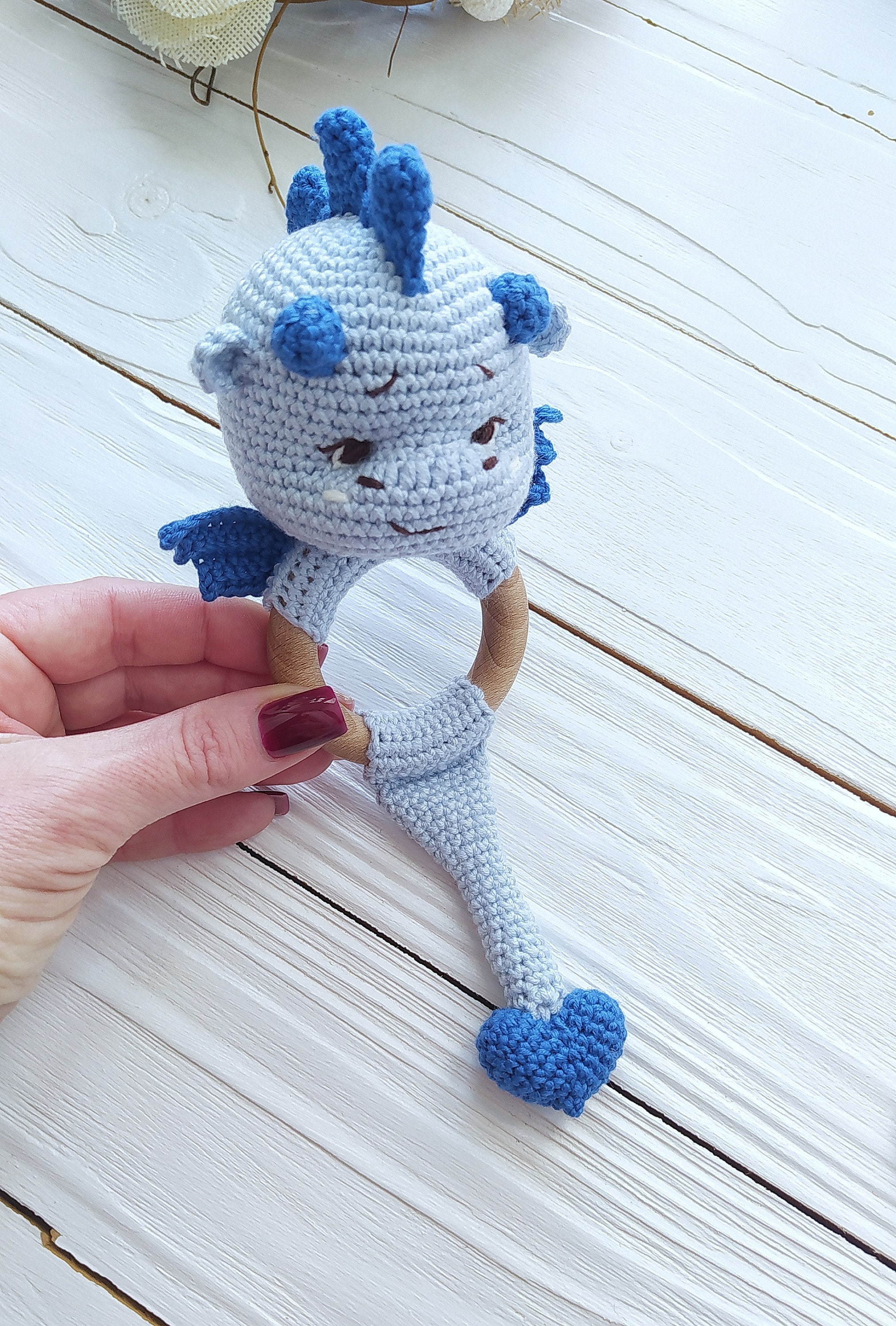 Dragon Baby Boy Rattle Congratulations Pregnancy Gift Box Blue Dragon ...