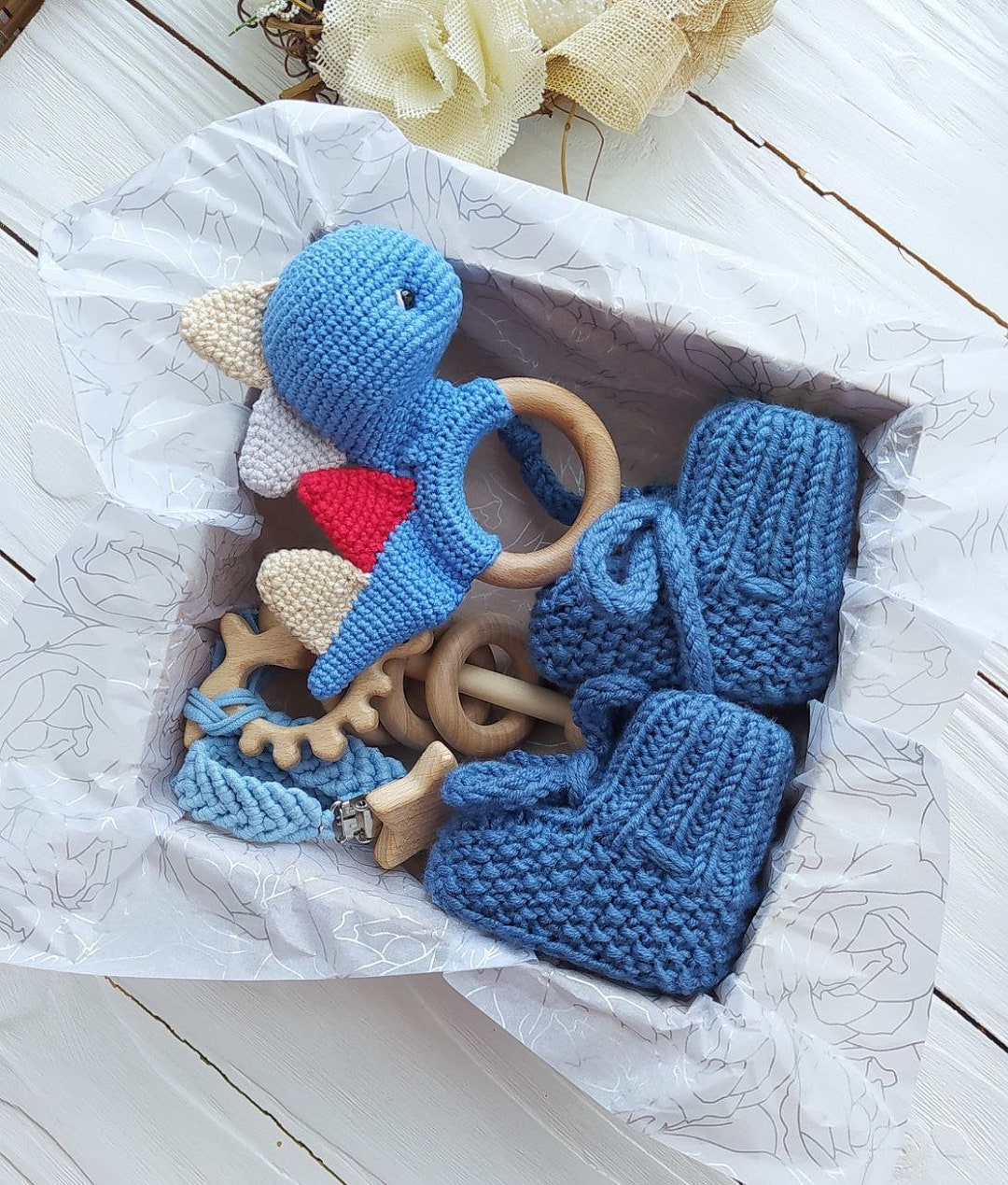 Dinosaur Baby Boy Gift, Newborn Baby Boy Gift Box, Baby Shower Gift ...