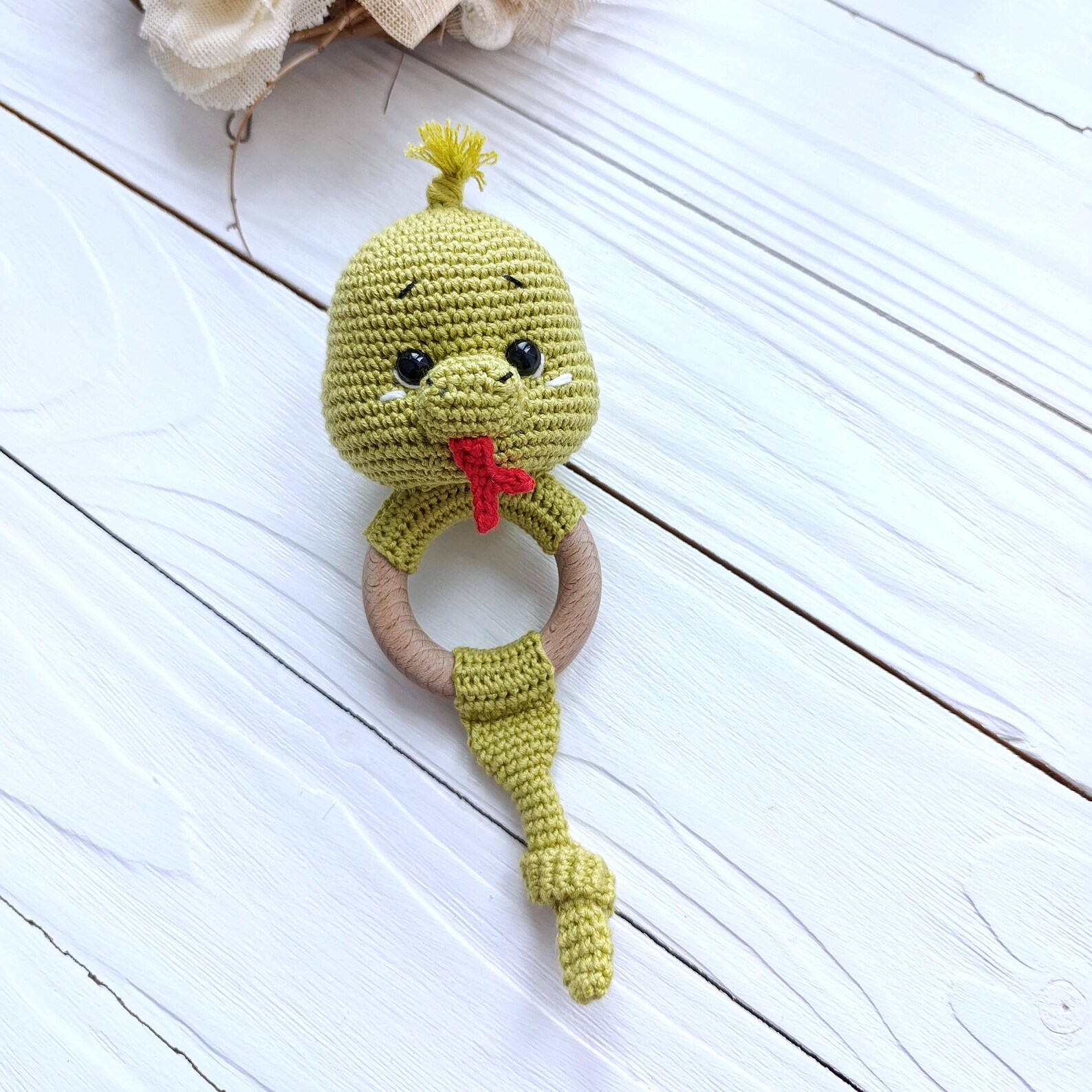 Snake Baby Rattle Toy Gift Baby Shower Gift Organic Newborn Gift ...