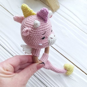 Dragon Baby Rattle Toy Baby Shower Gift Organic Newborn Gift Soft ...