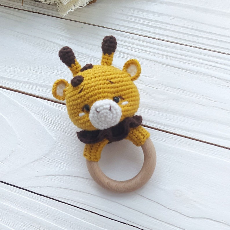 Giraffe Baby Shower Gift Basket With Knitted Baby Rattle and Booties ...