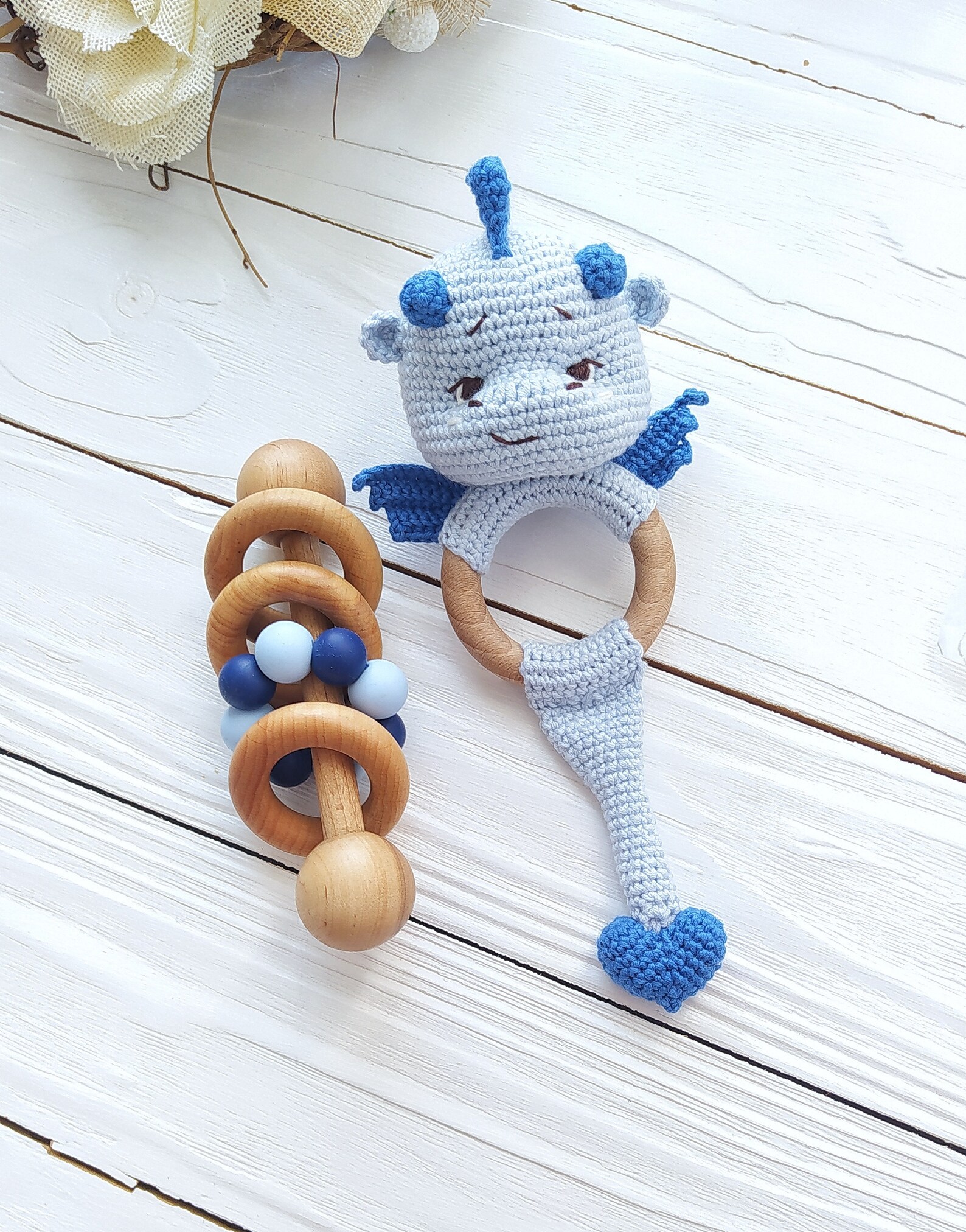 Dragon Baby Boy Rattle Congratulations Pregnancy Gift Box Blue Dragon ...