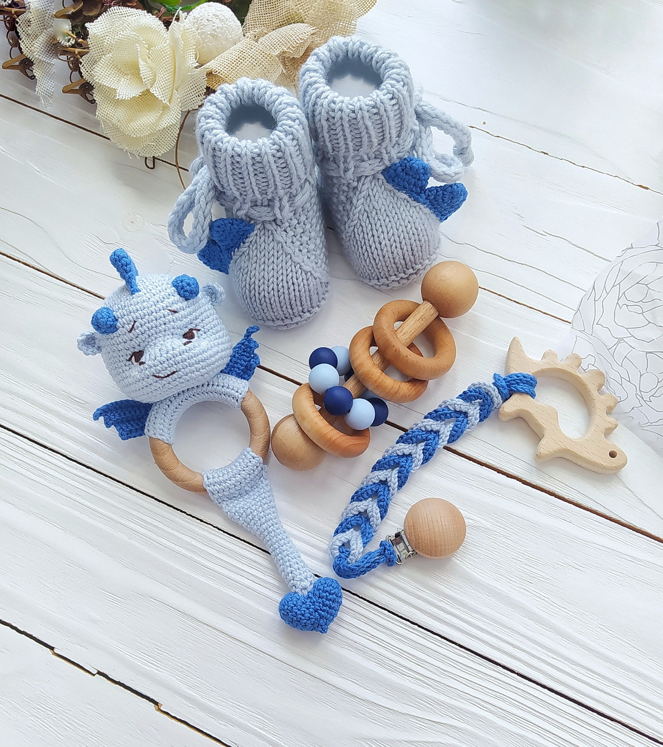 Baby Boy Dragon Toy Congratulations Pregnancy Gift Box Blue Dragon Baby ...