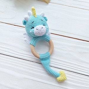Dragon Baby Rattle Toy Baby Shower Gift Organic Newborn Gift Soft ...