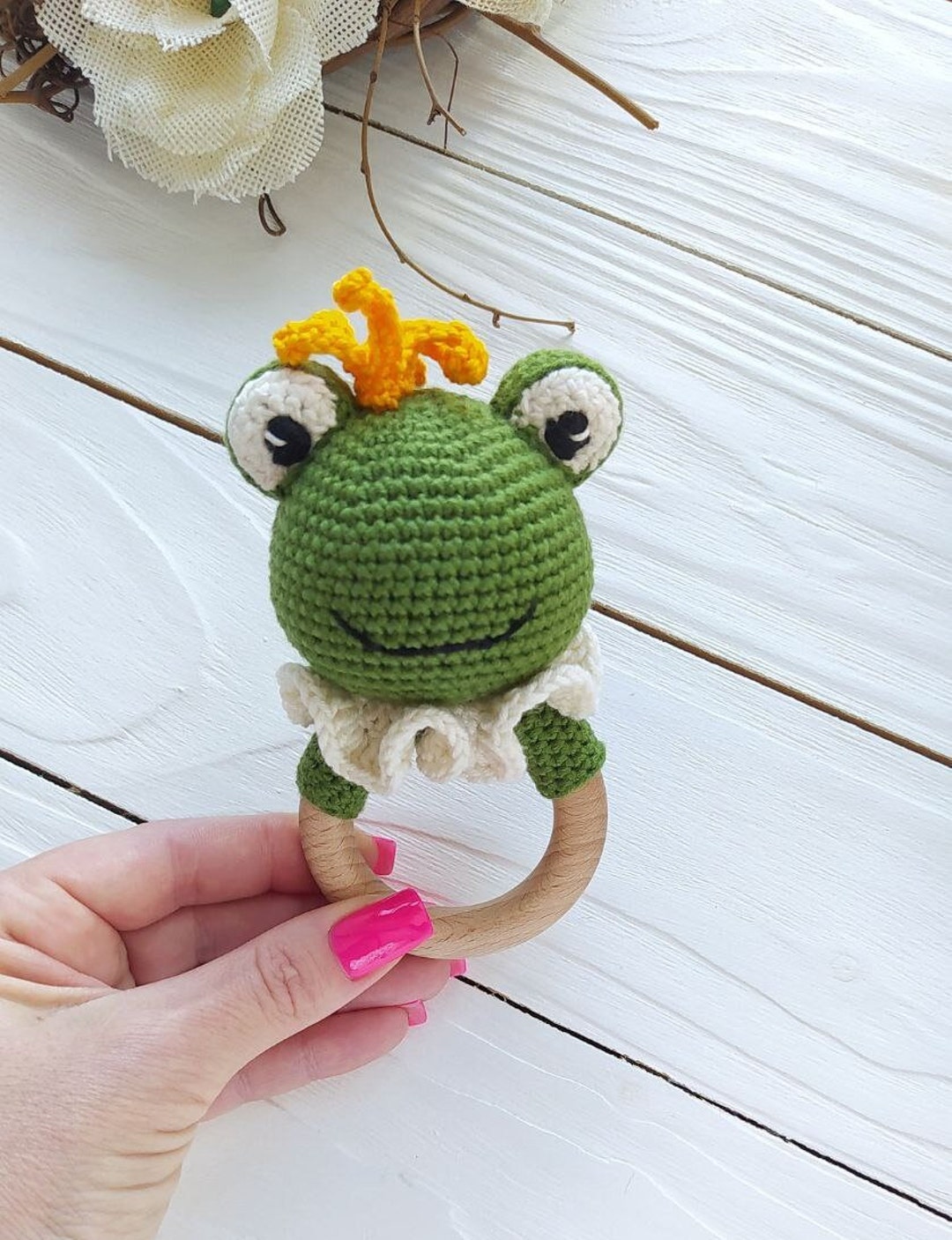 Cute Prince Frog Crochet Baby Rattle Shower Gift for Pregnant Friend ...
