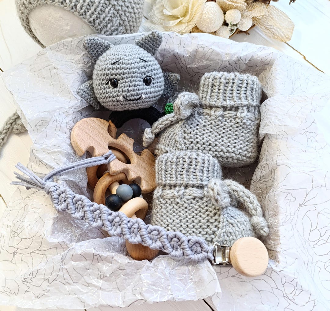 Bat Baby Gift Set Gothic Baby Announcement Gift Box With Crochet Bat ...