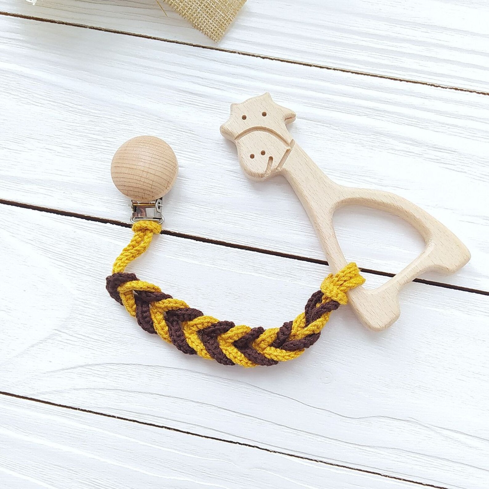 Giraffe Baby Shower Gift Basket With Knitted Baby Rattle and Booties ...