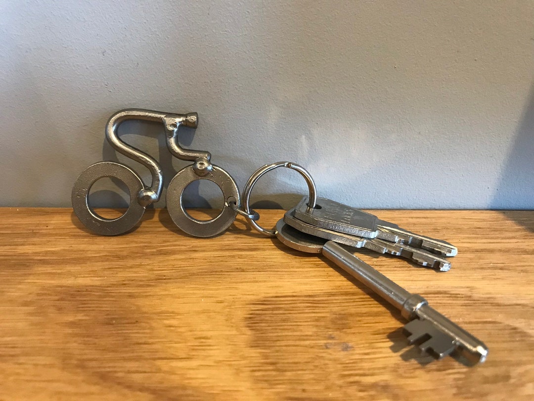 Cycle Key Ring, Bicyclist Key Ring, Welded Cycle Art, Key Chain ...