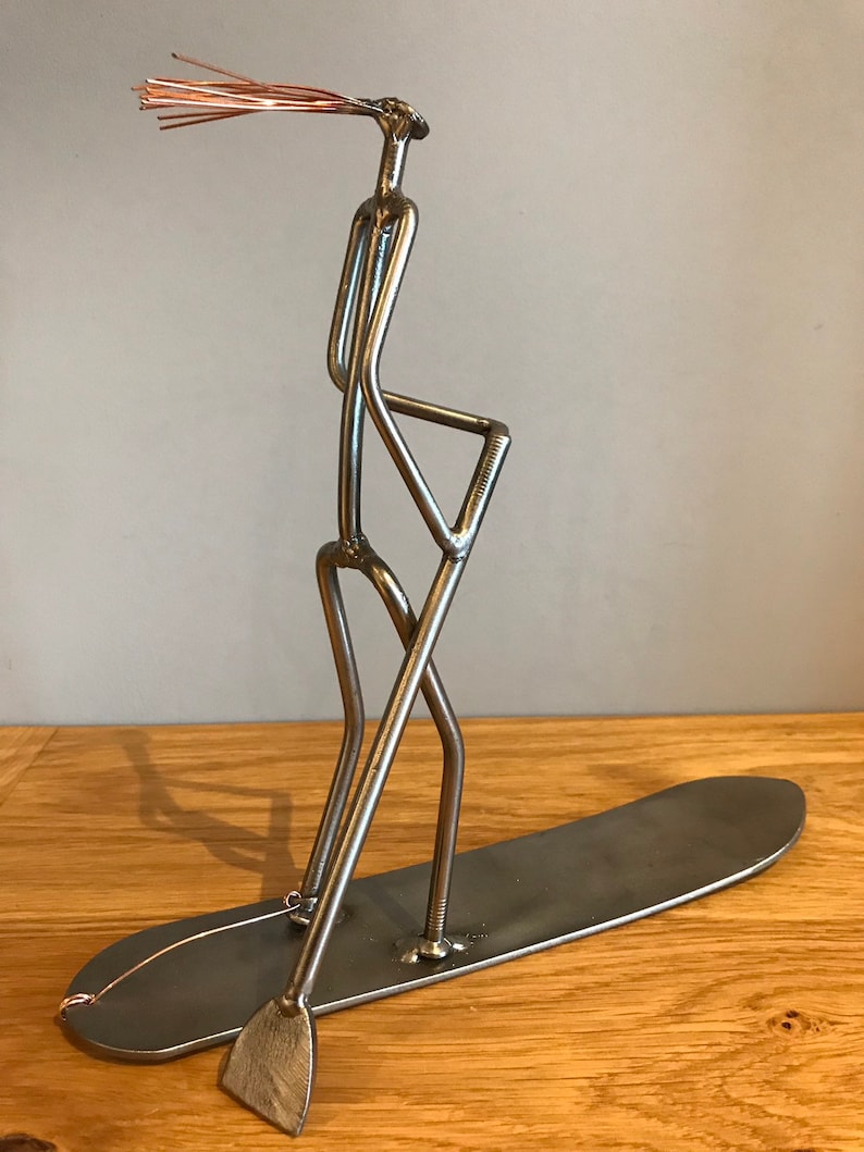 Paddle Boarder metal sculpture paddle boarding surfer | Etsy