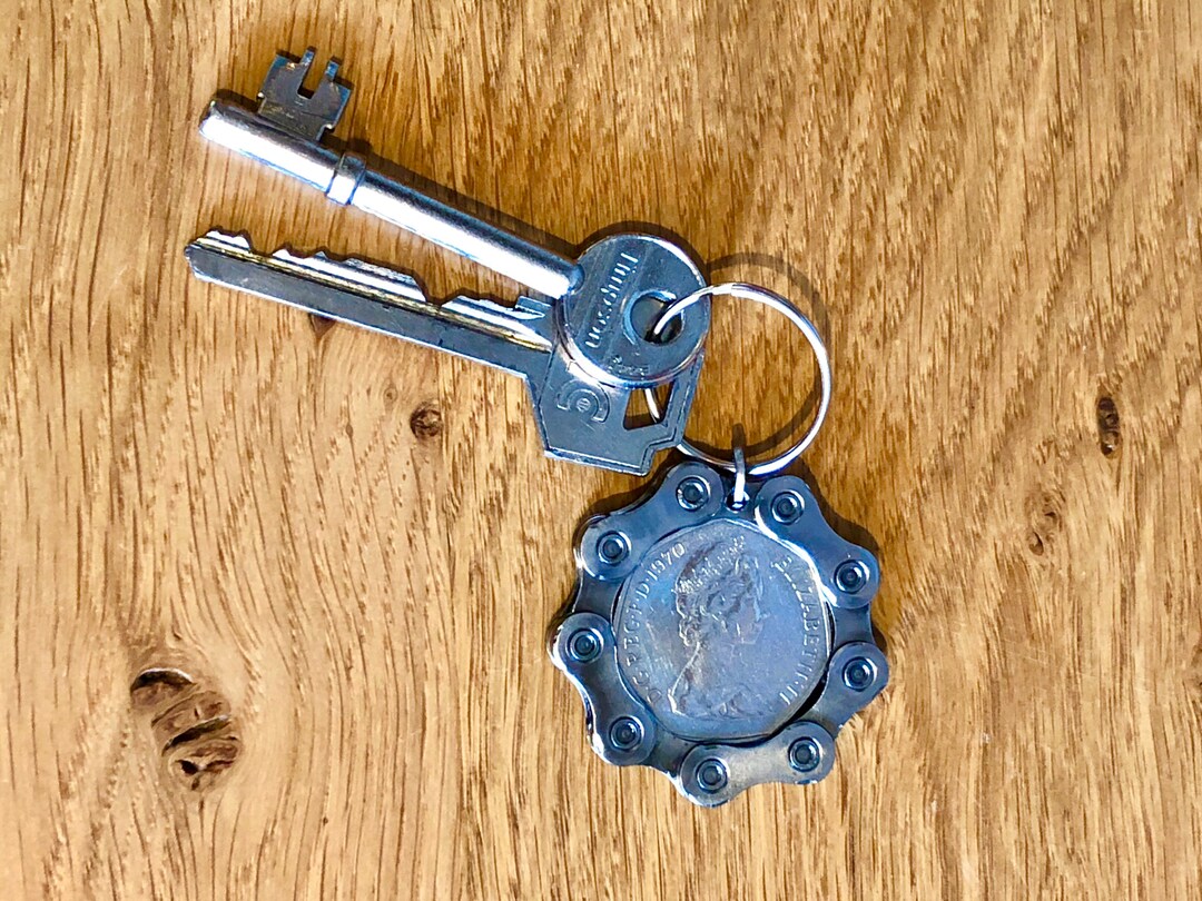 Key Ring 1973 50p, 50th Birthday, Cycle Key Ring, Cyclist Key Ring ...