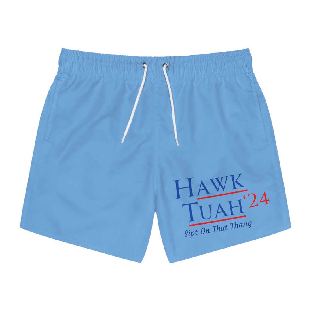 Hawk Tuah 24 Swim Trunks Mens, Guys Funny Swimsuit, Swimming Trunks ...