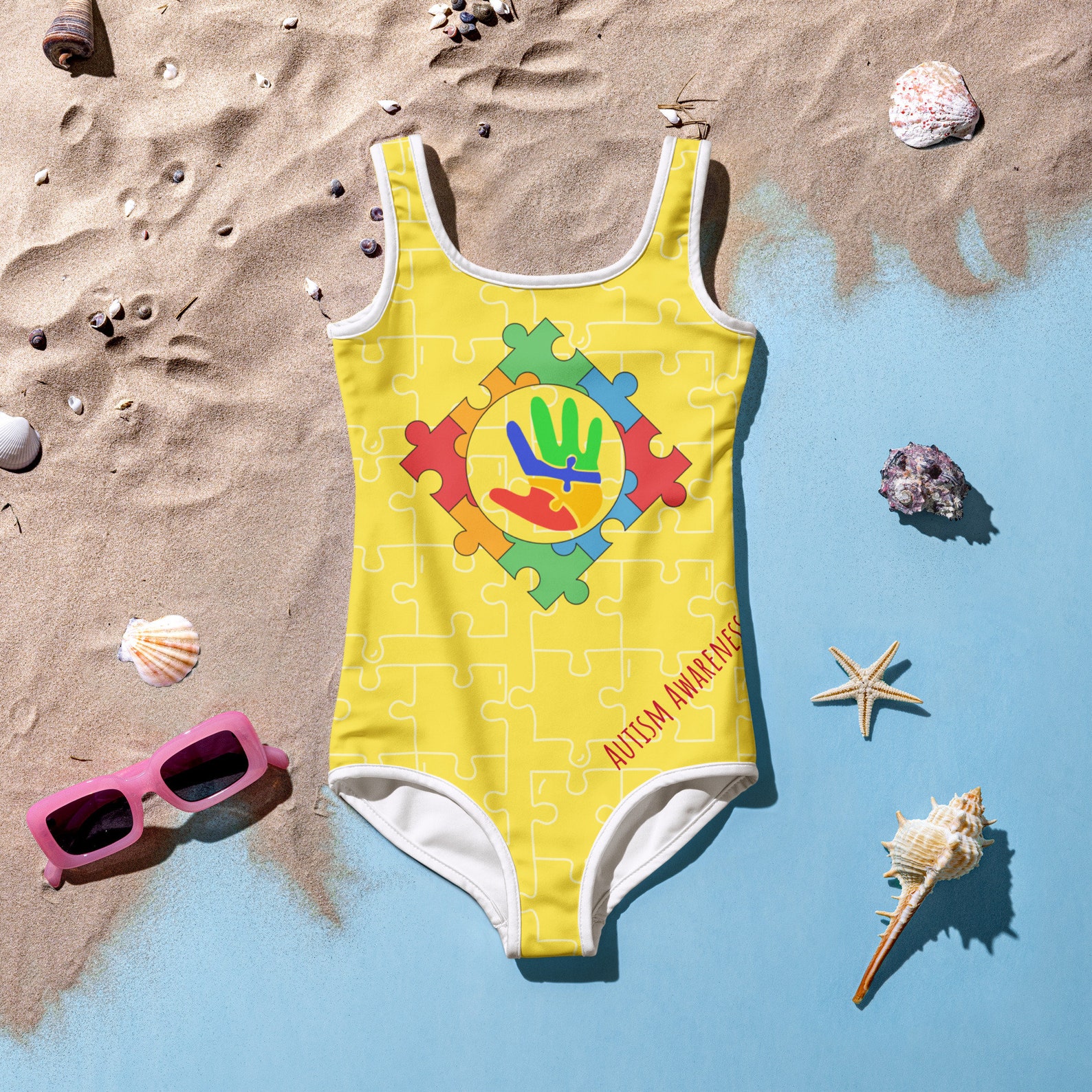 Autism Awareness Girls Swimsuit: Colorful Puzzle Piece Design - Etsy