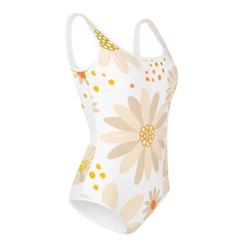Floral Kids Swimsuit, Groovy Little Girls Swimwear, Daisy Floral ...