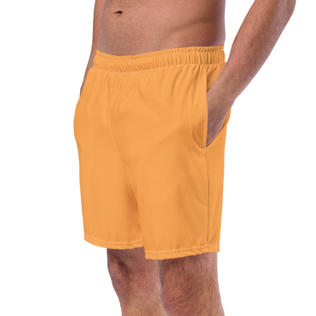 Men's Swim Trunks, Texas Rose Orange Solid Color Swimsuit, Recycled ...