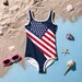 USA Rad White and Blue Kids Swimsuit, America Toddler Swimwear, 4th of ...