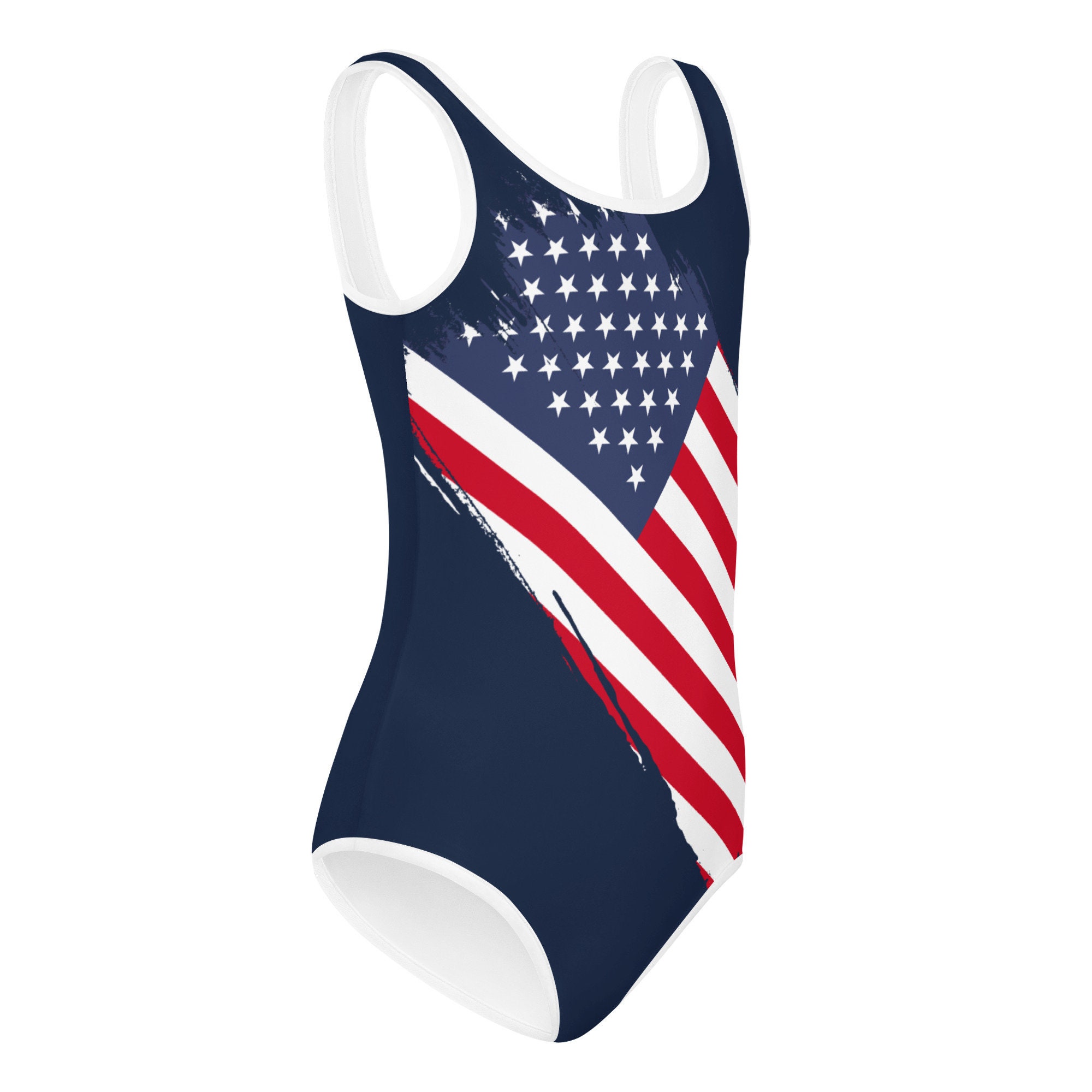 USA Rad White and Blue Kids Swimsuit, America Toddler Swimwear, 4th of ...