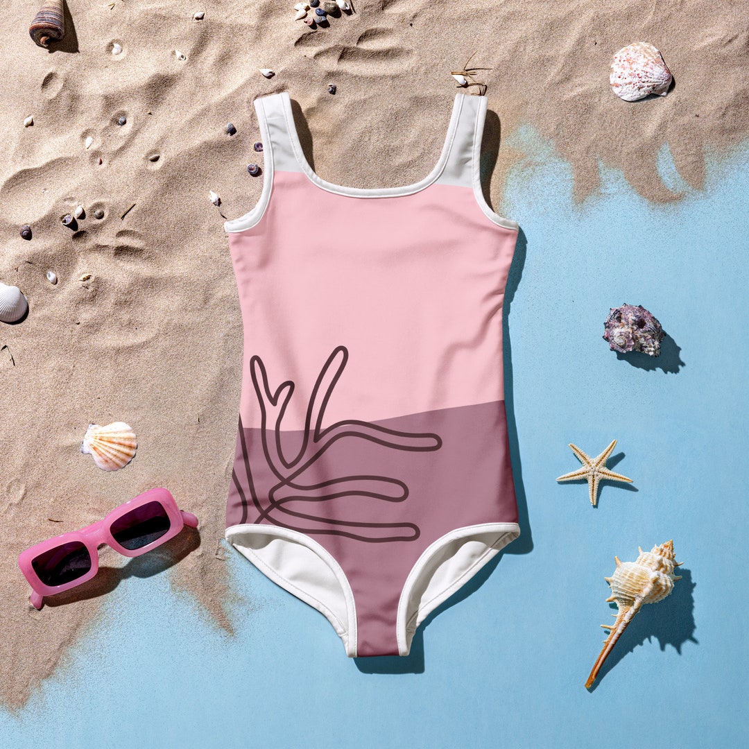 One Piece Youth Swim Ware, Girls Swimsuit, Teen Girl Purple Plant Life ...
