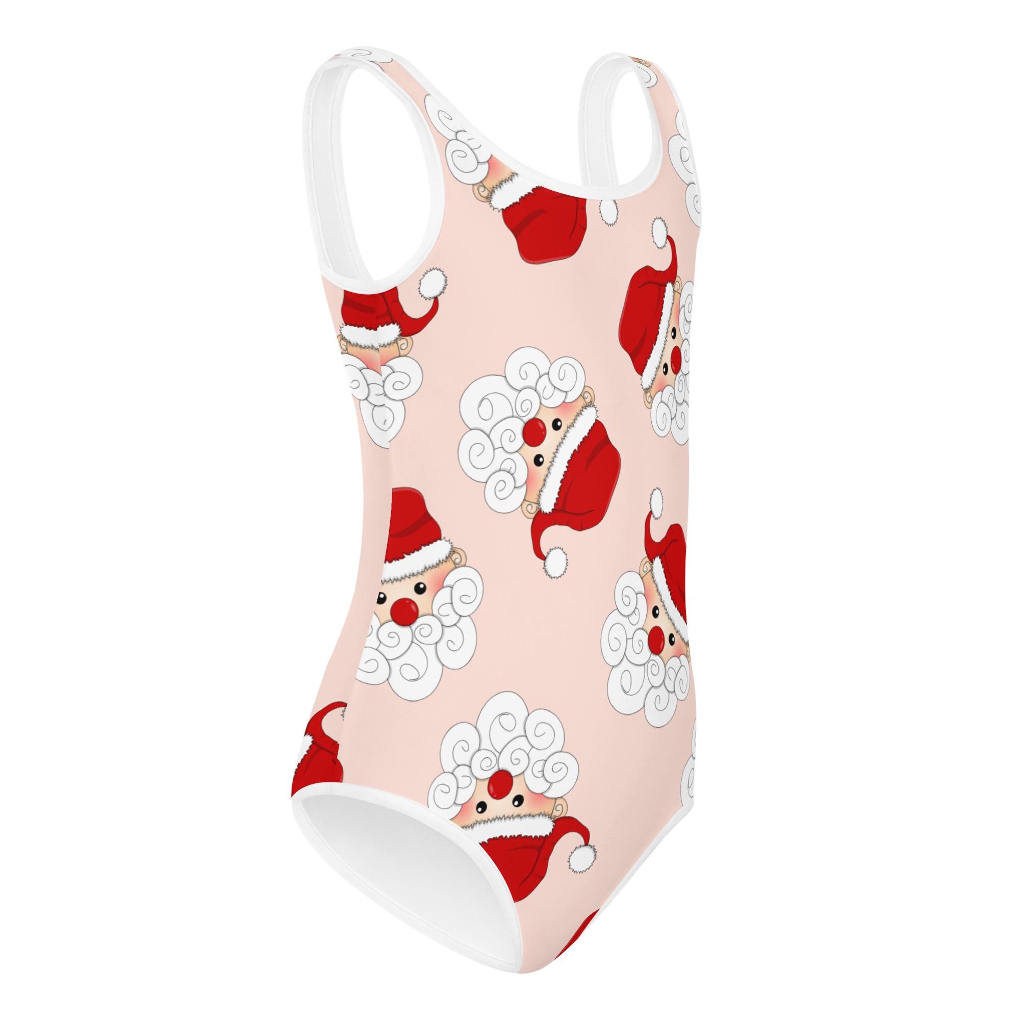 Girls' Christmas Swimsuit: Pink Santa Beach Wear - Etsy