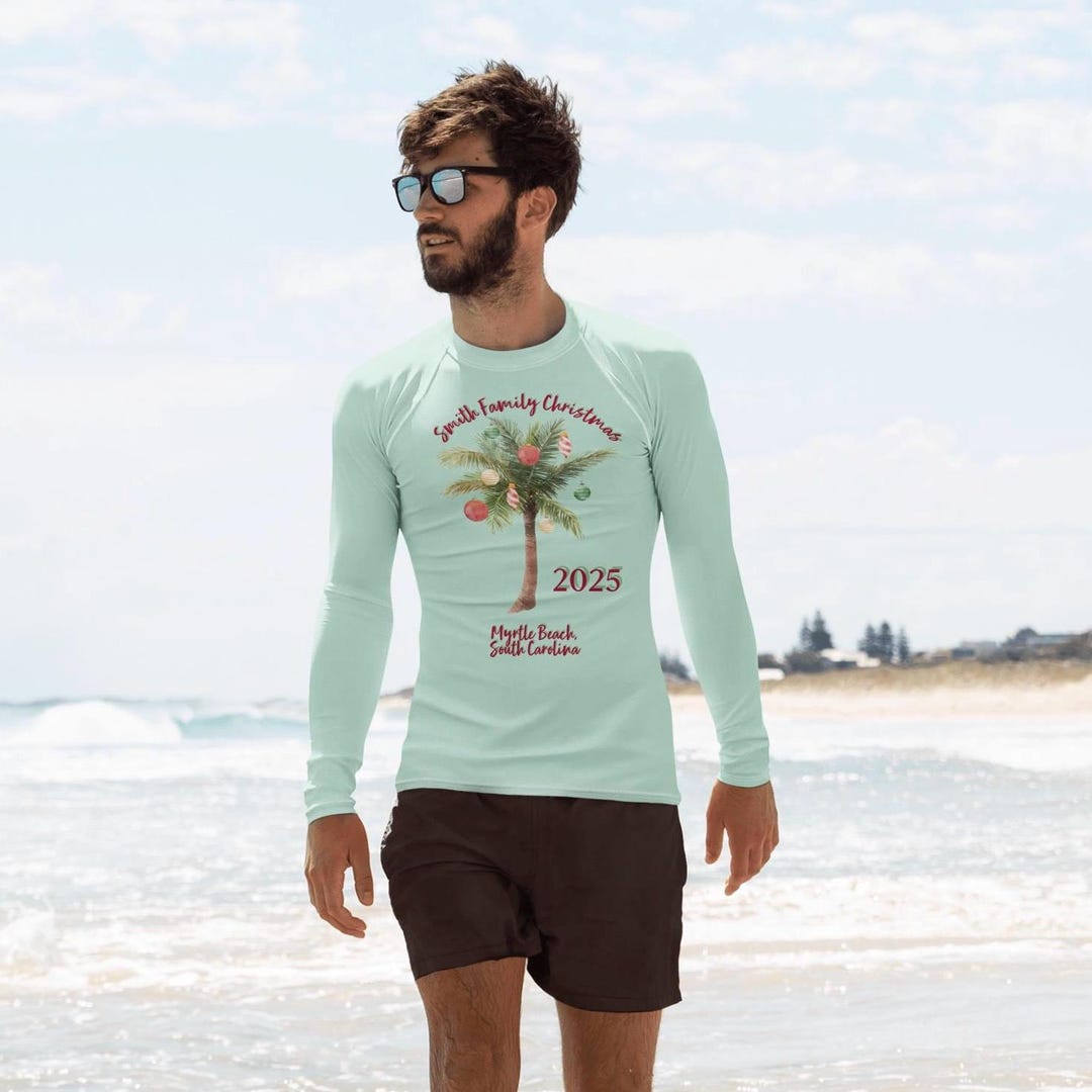 Personalized Family Christmas Beach Rash Guard, Matching Swim Shirt - Etsy