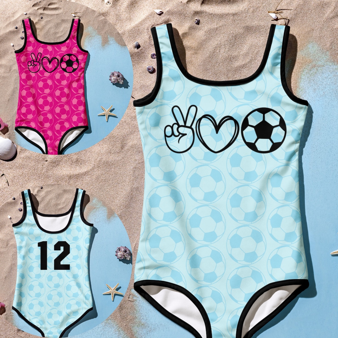 Personalized Soccer Girl's Swimsuit: UPF 40 Team Swimwear - Etsy