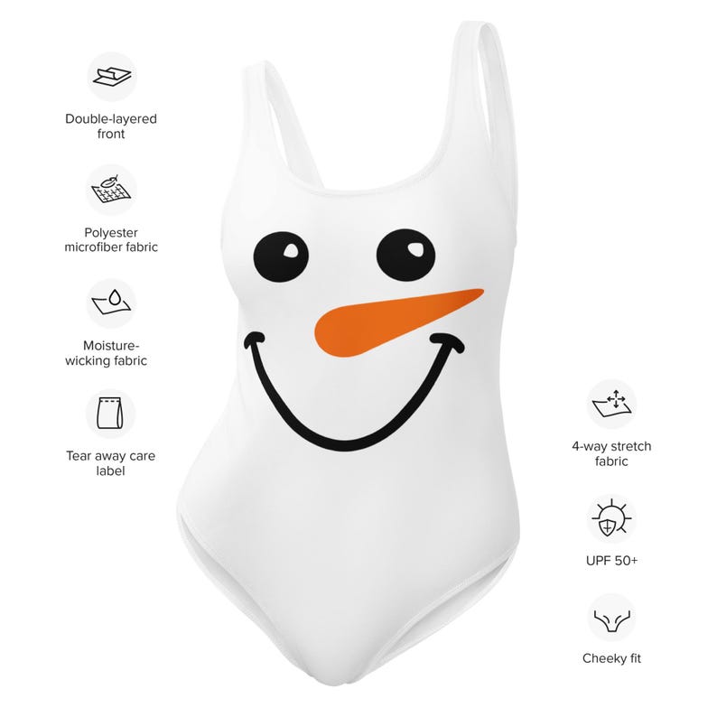 Women's One-piece Snowman Swimsuit, Ladies Christmas Swimwear, Matching ...