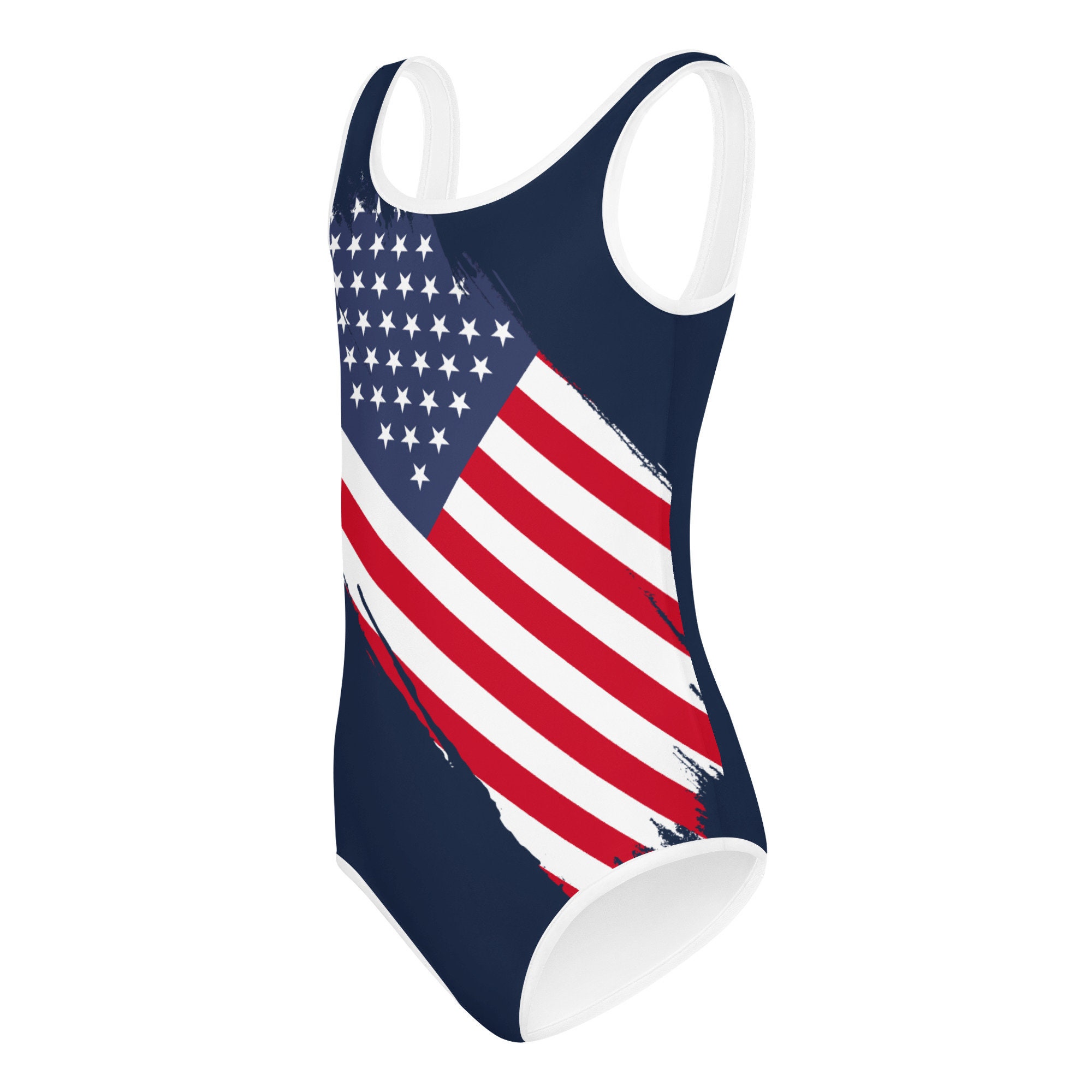 USA Rad White and Blue Kids Swimsuit, America Toddler Swimwear, 4th of ...