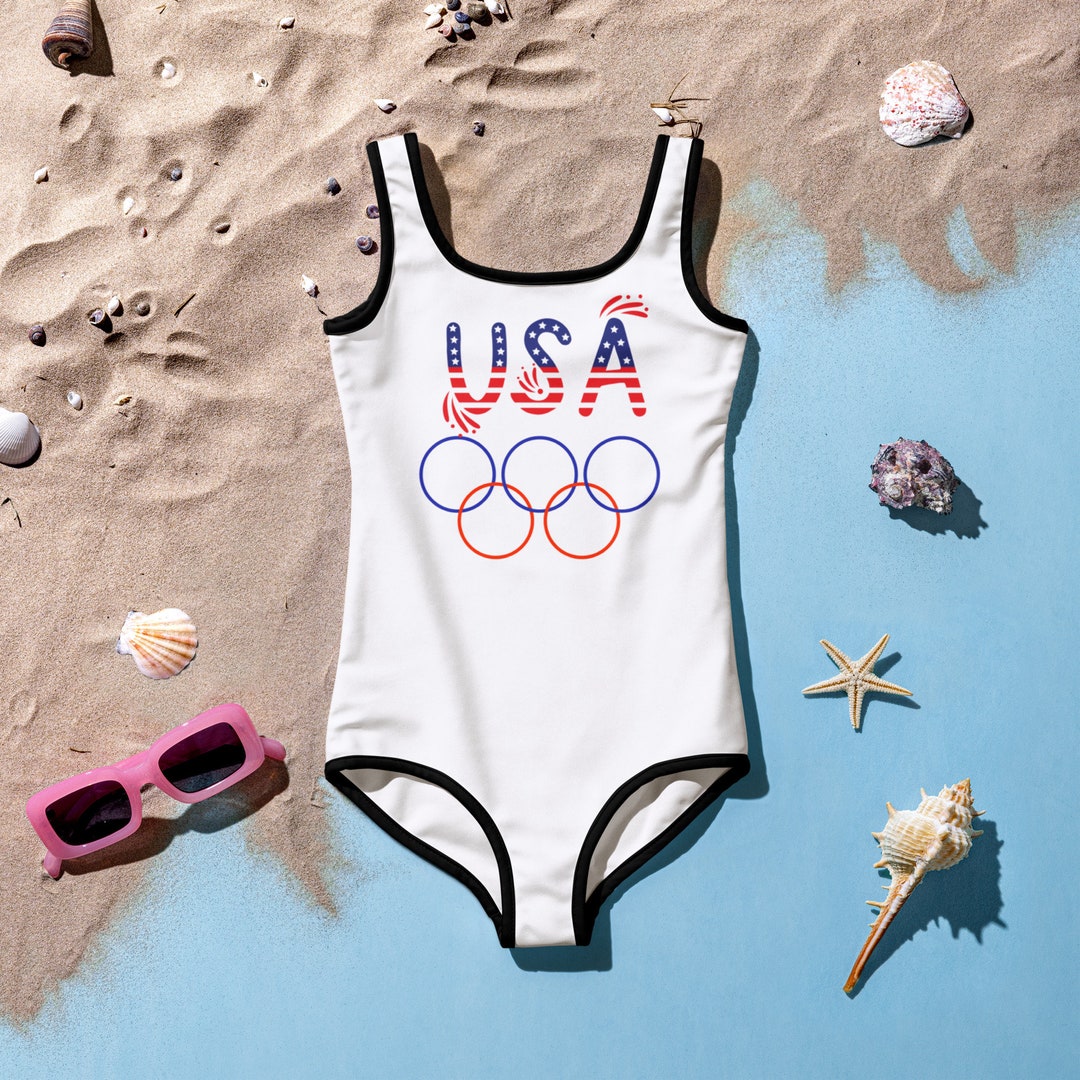 USA Girls Toddler Swimsuit, American Flag Kid Swimwear, Let the Games ...