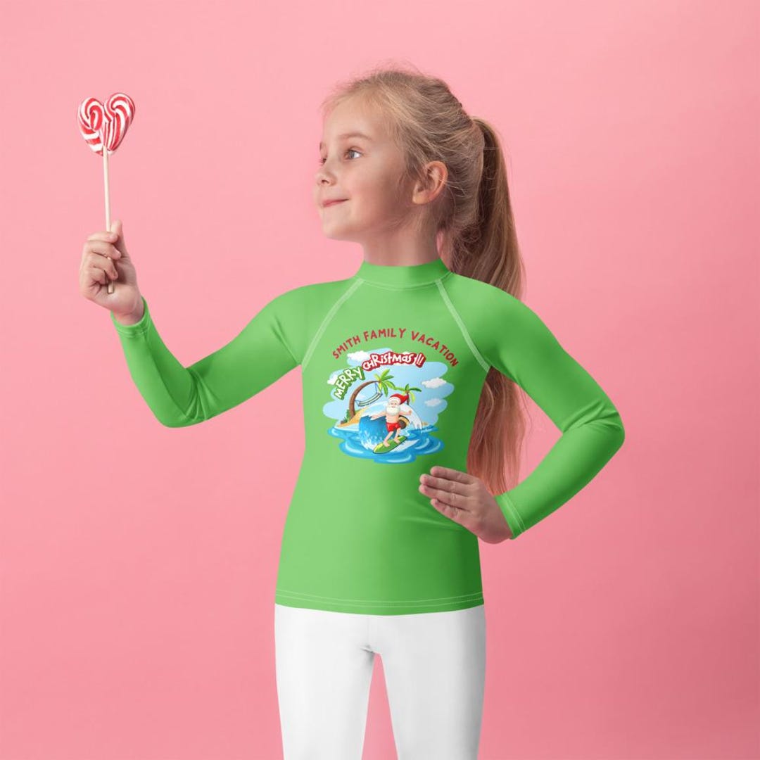 Personalized Family Christmas Rash Guard Swim Shirt: UPF 50+ Protection ...