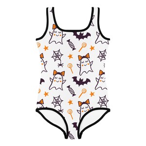 Girls Halloween Swimsuit, Halloween Aesthetic Youth Swimwear. Big Kid ...