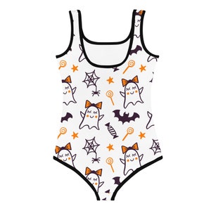 Girls Halloween Swimsuit, Halloween Aesthetic Youth Swimwear. Big Kid ...