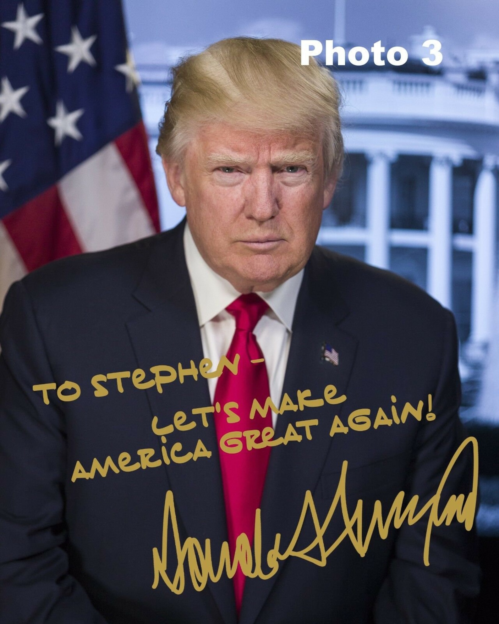 Personalized President Donald Trump Gold Autographed 8x10 Photo FREE ...
