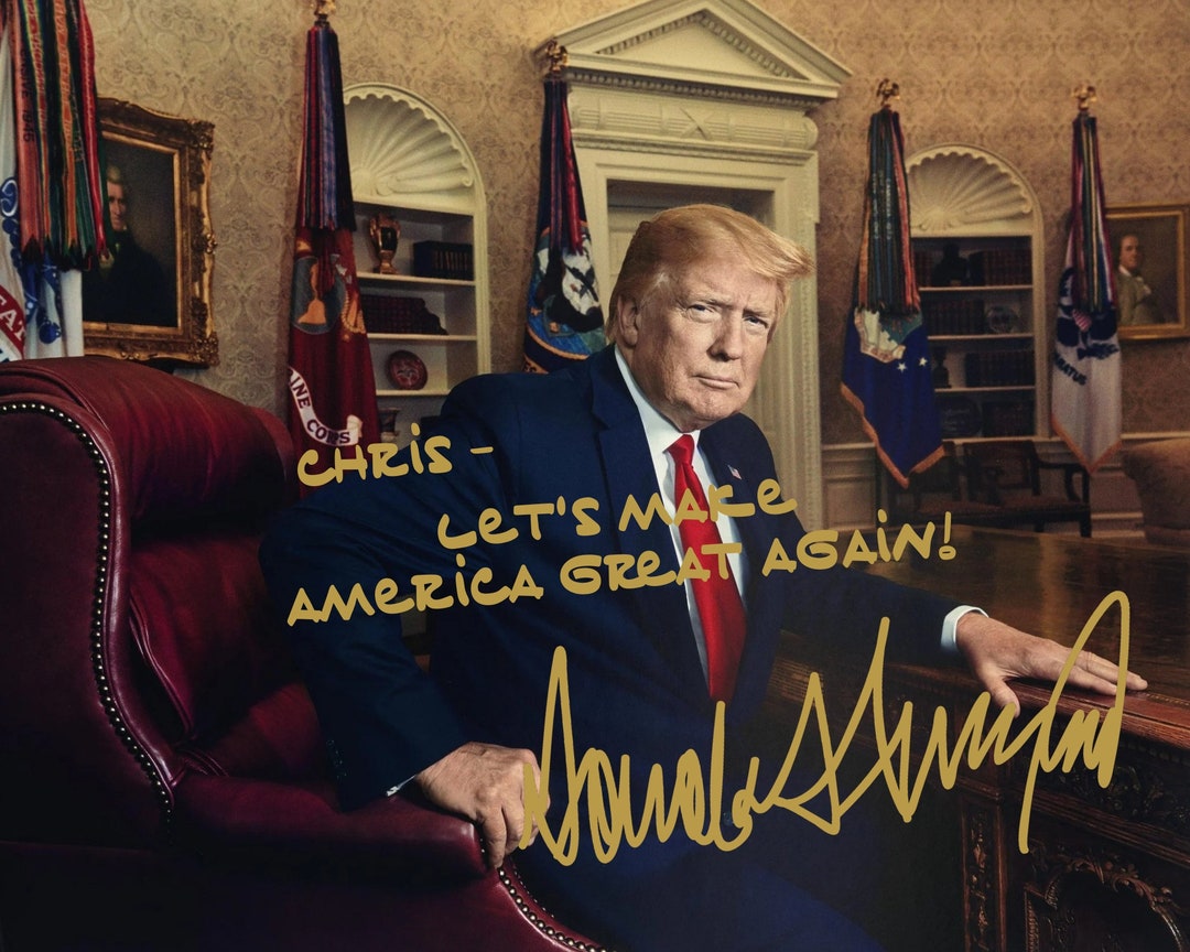 Personalized/customized President Donald Trump Gold Autographed 8x10 ...