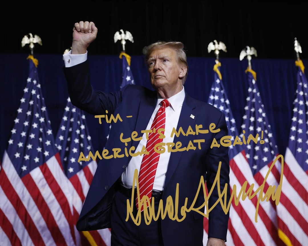 Personalized/customized President Donald Trump Gold Autographed 8x10 ...