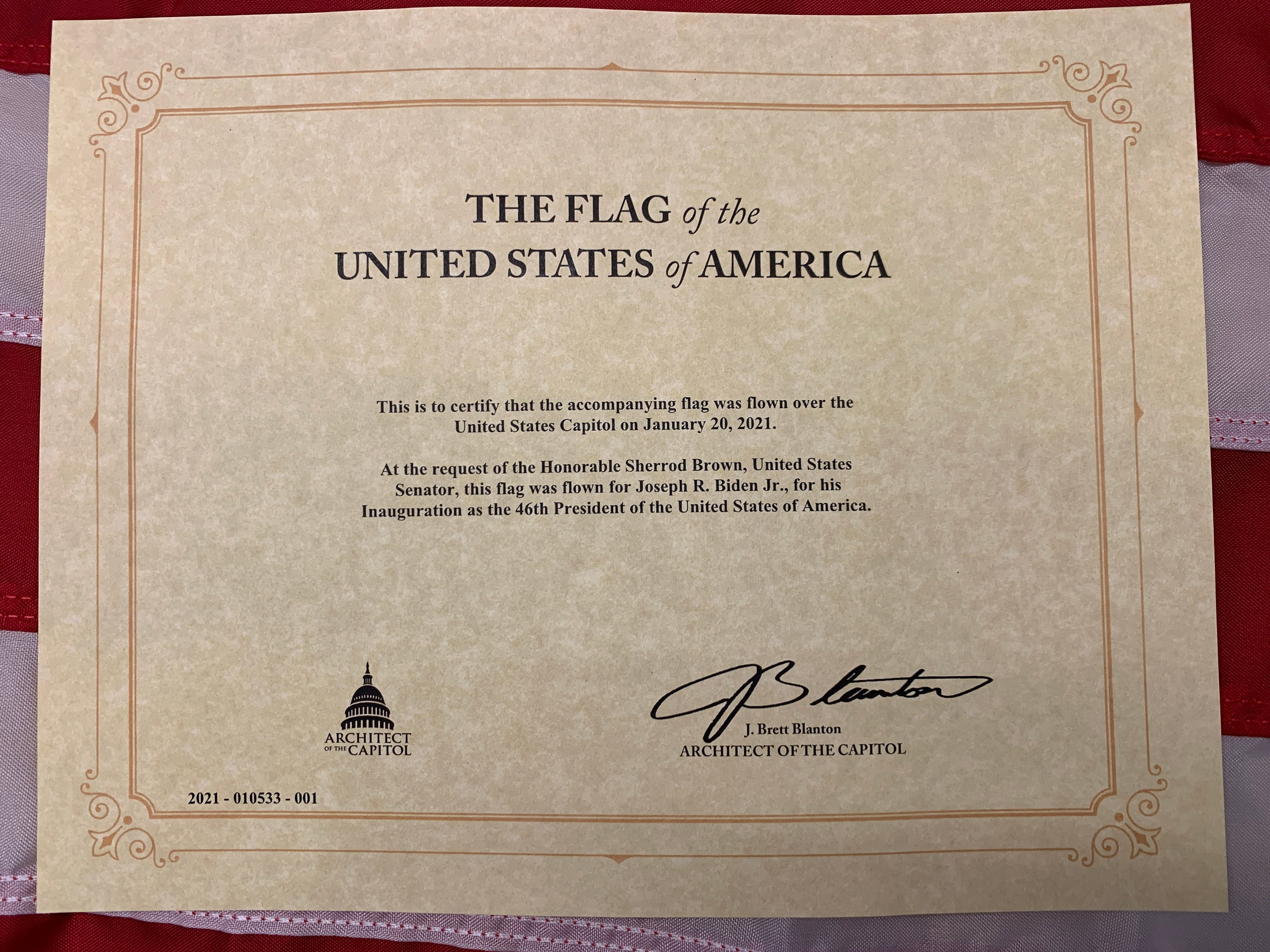 Us Capitol Flag Certificate Wedding American Flag Flown Over The