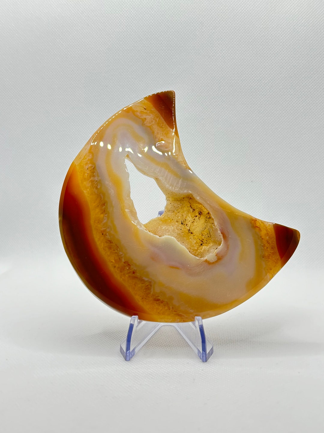 Crescent Moon Carving, Agate Moon, Druzy Agate - Etsy