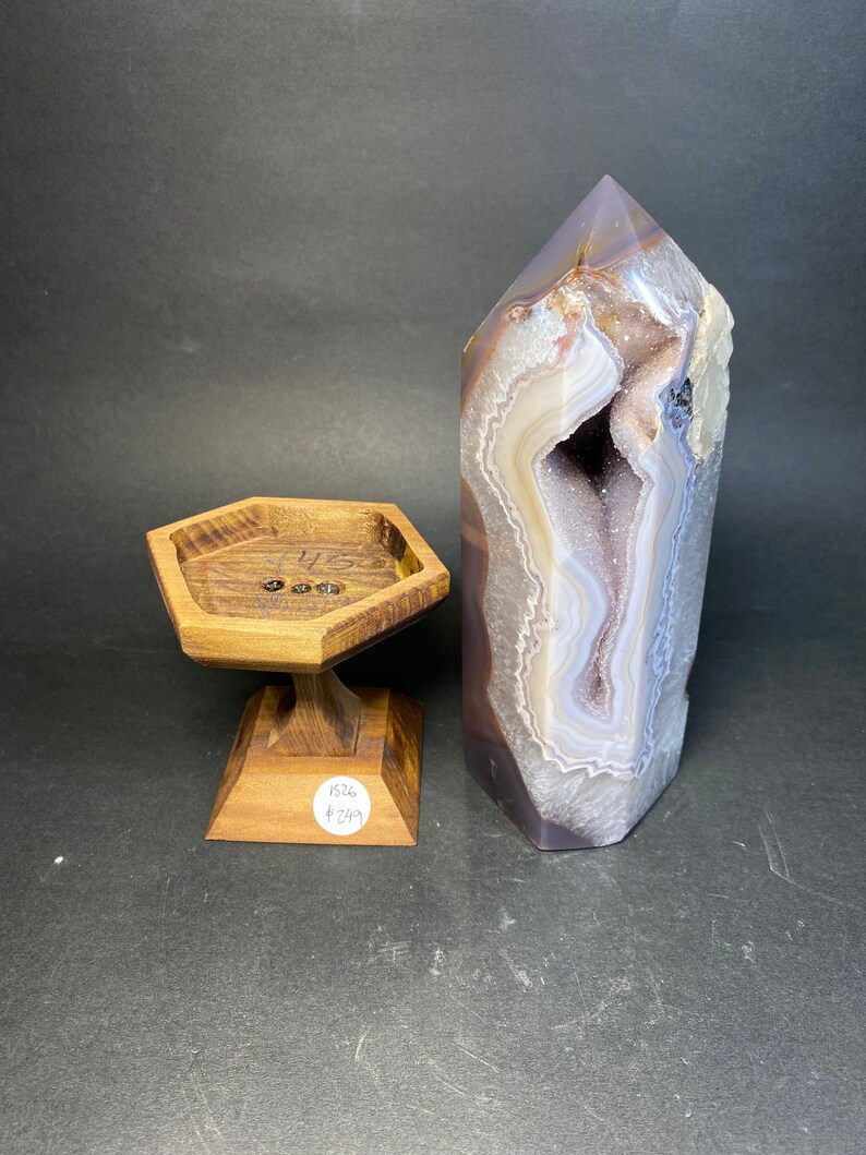 Drusy Agate Tower Large Drusy Tower Banded Agate Tower - Etsy