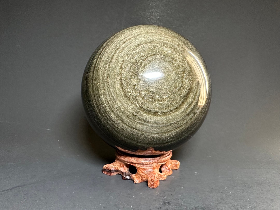 Gold Sheen Obsidian Sphere, Large Obsidian Sphere - Etsy