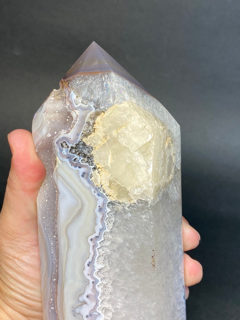 Drusy Agate Tower Large Drusy Tower Banded Agate Tower - Etsy