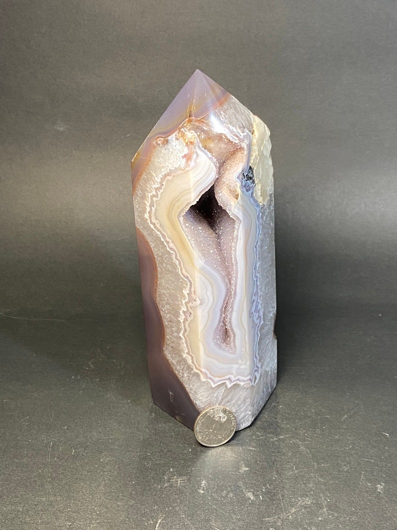 Drusy Agate Tower Large Drusy Tower Banded Agate Tower - Etsy