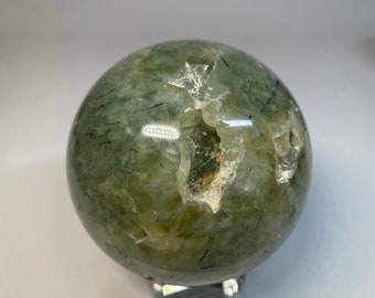 Beautiful Green Prehnite With Tourmaline Rutiles Sphere Unique - Etsy