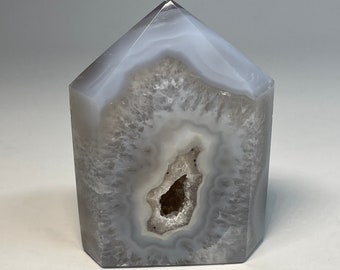 Drusy Agate Tower Large Drusy Tower Banded Agate Tower | Etsy