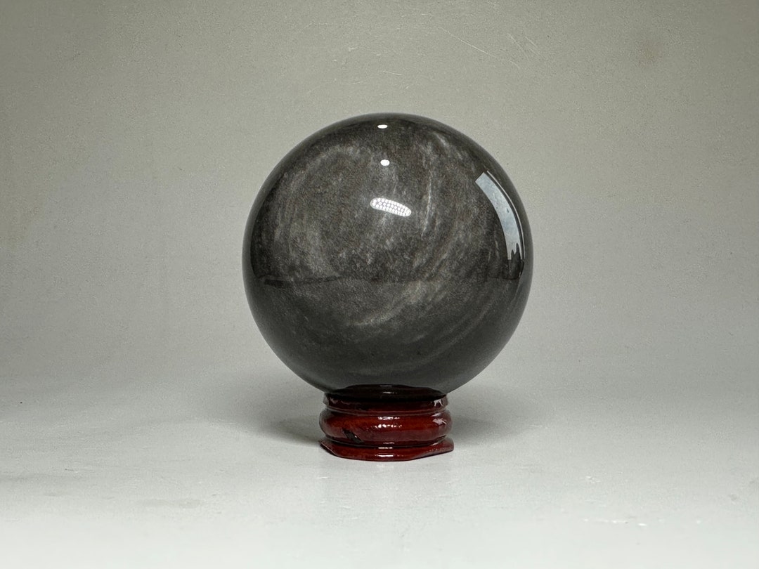 Silver Sheen Obsidian Sphere - Etsy