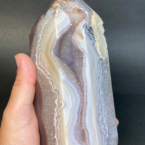 Drusy Agate Tower, Large Drusy Tower, Banded Agate Tower - Etsy