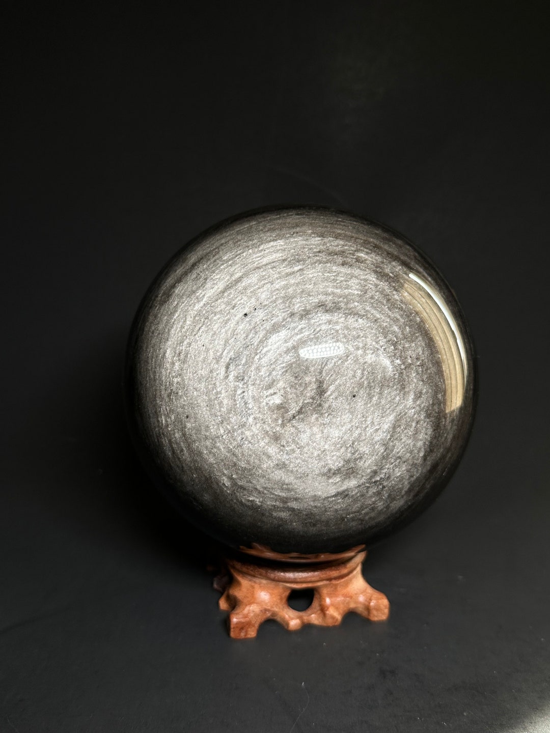 Silver Sheen Obsidian Sphere, Large Obsidian Sphere - Etsy