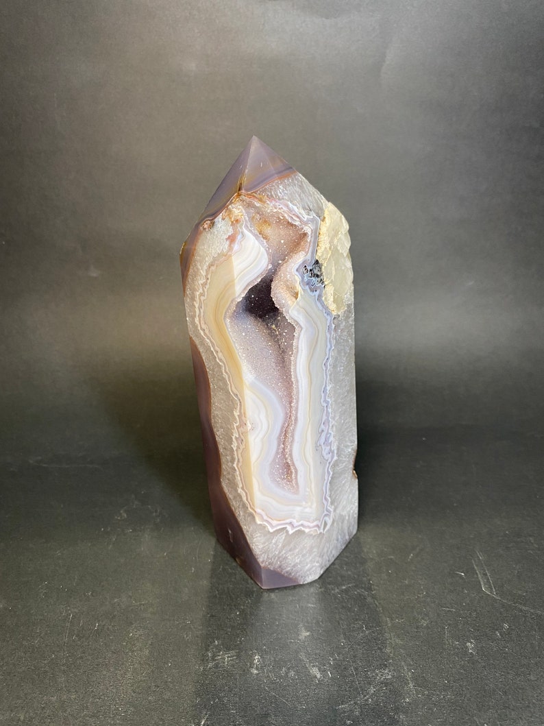 Drusy Agate Tower Large Drusy Tower Banded Agate Tower - Etsy